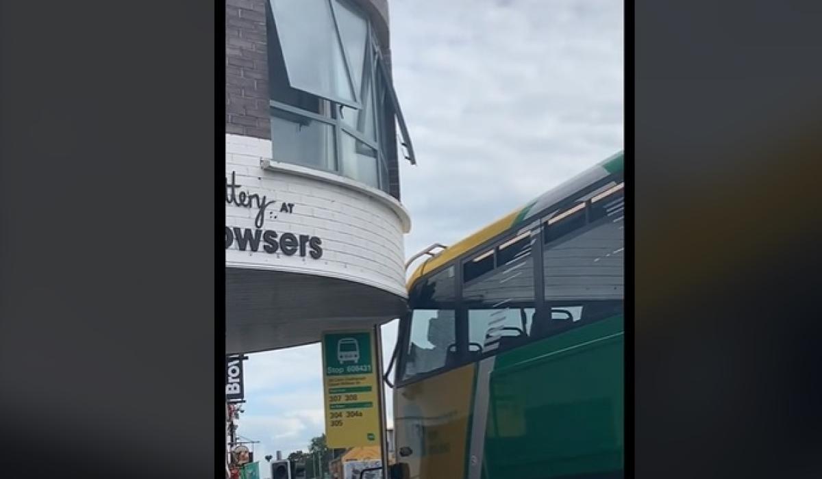 Double-decker bus strikes overhead balcony on busy Limerick route ...