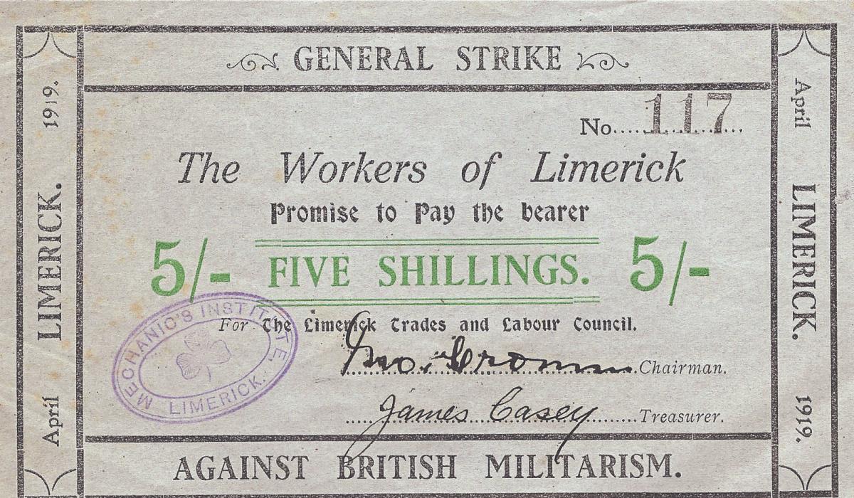Money printed during Limerick Soviet up for auction in England ...