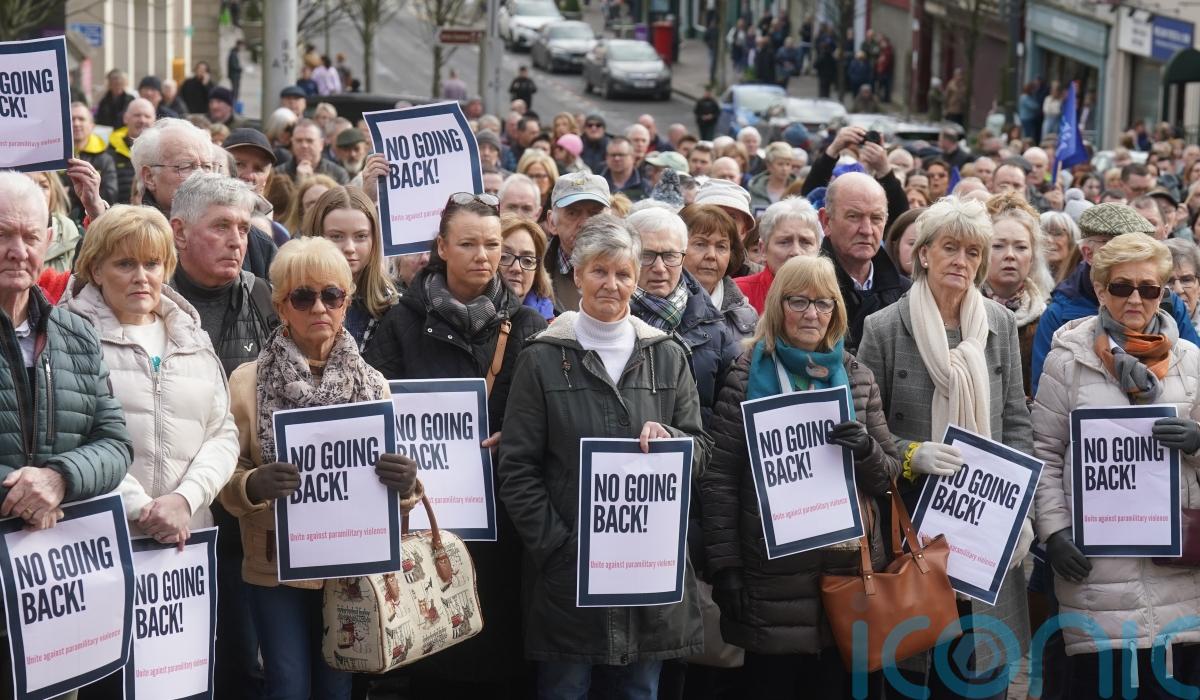 Crowds gather in Omagh to demand an end to violence after police ...
