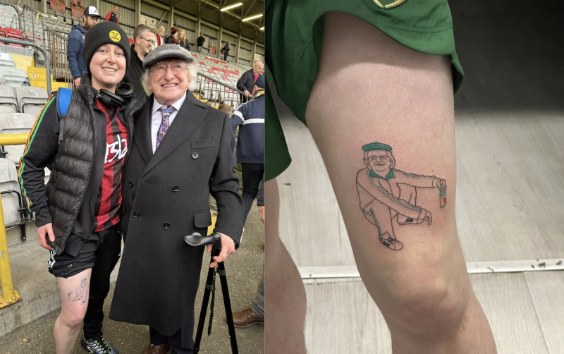 Two Michael Ds! Bohs fan with cheeky tattoo gets photo of a lifetime ...