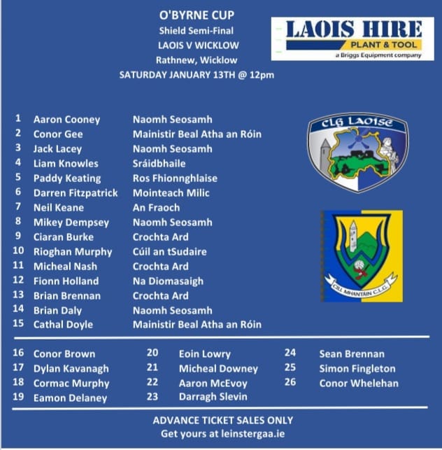 Laois GAA football and hurling teams announced for pre-season fixtures ...