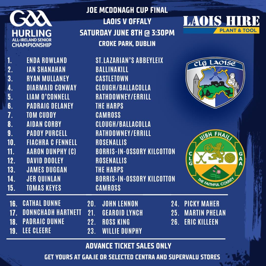 Laois hurling team named for Joe McDonagh final against Offaly - Offaly ...