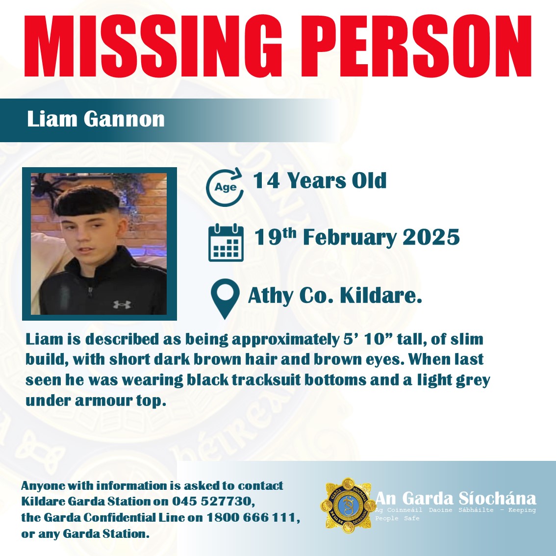 Gardaí seek assistance in locating Kildare teenager missing nearly a week - Kildare Live